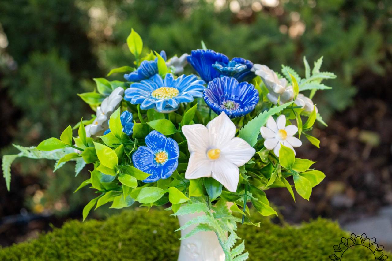 Blue Lagoon Medium Flower Selection | The Ceramic Flowers