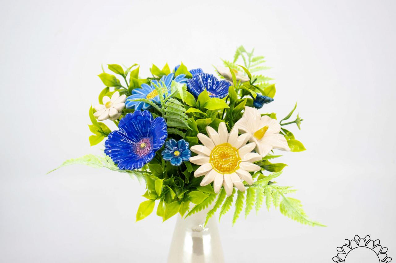 Blue Lagoon Medium Flower Selection | The Ceramic Flowers